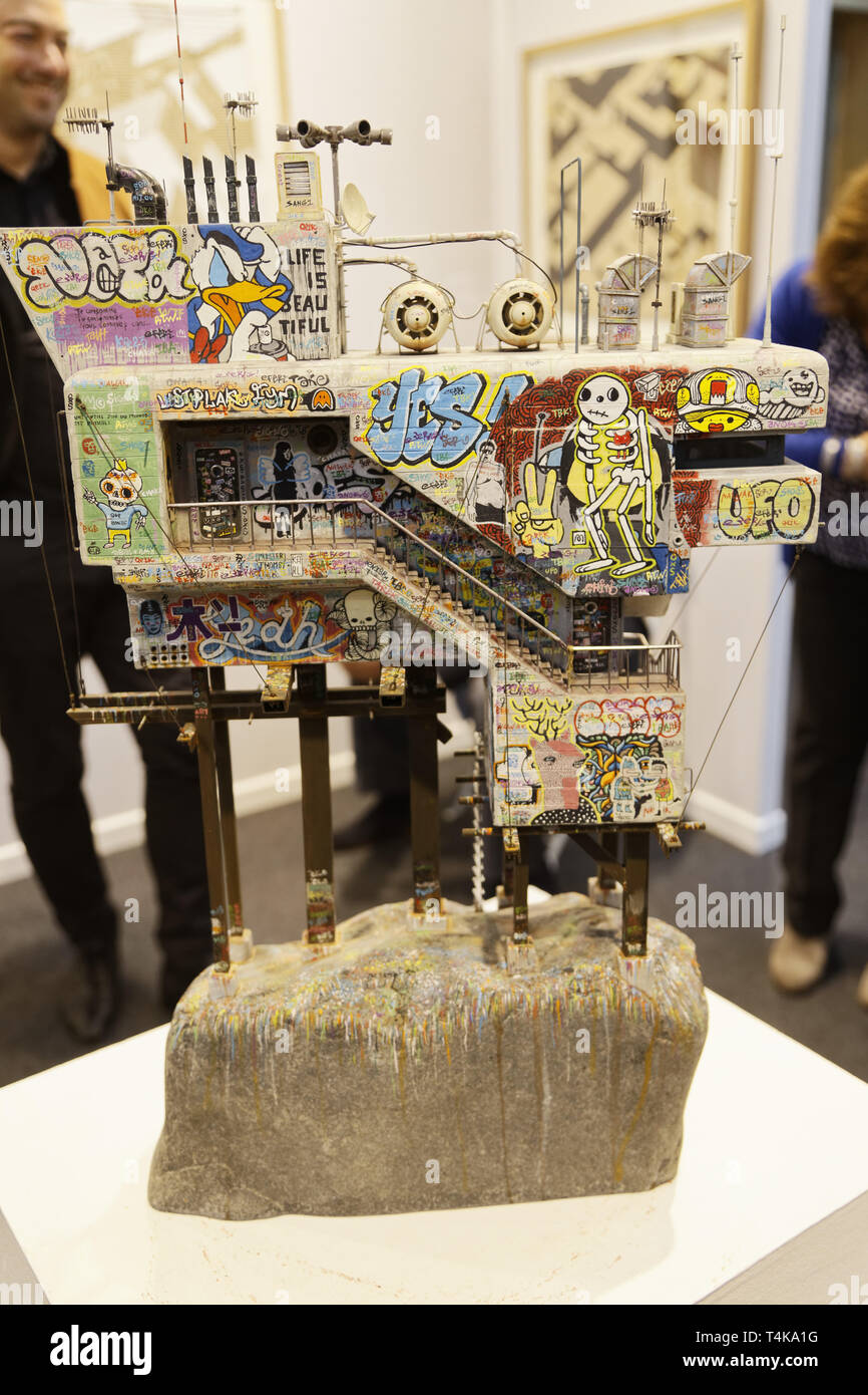 Paris, France, 11th April 2019.Charles Malherbe displayed at Urban Art ...