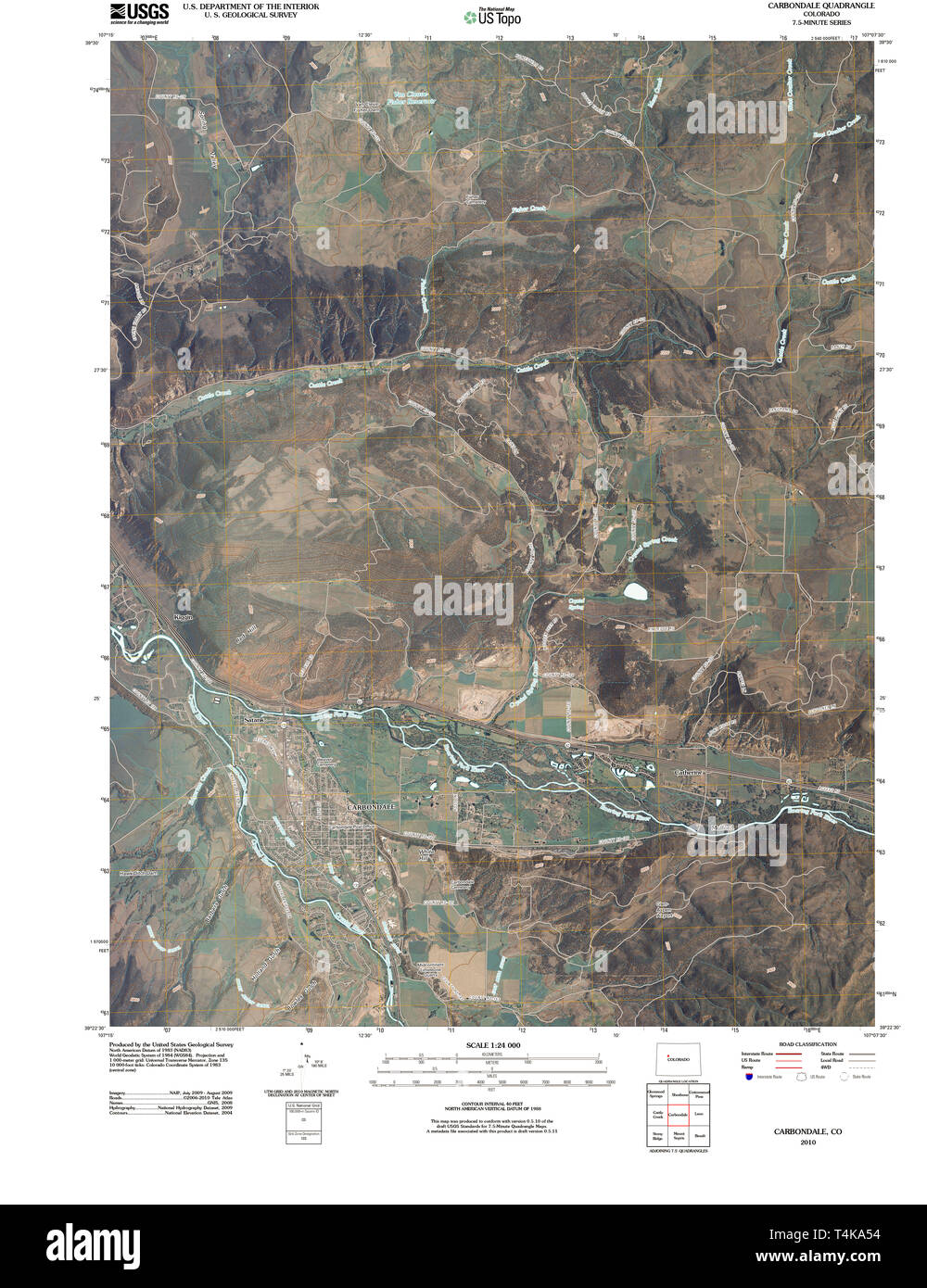 USGS TOPO Map Colorado CO Carbondale 20100819 TM Restoration Stock ...