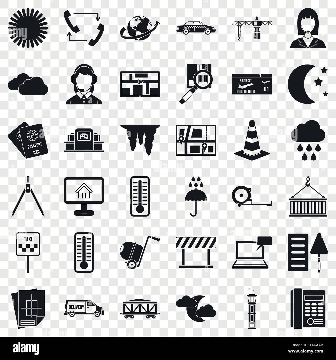 Professional dispatcher icons set, simple style Stock Vector Image ...