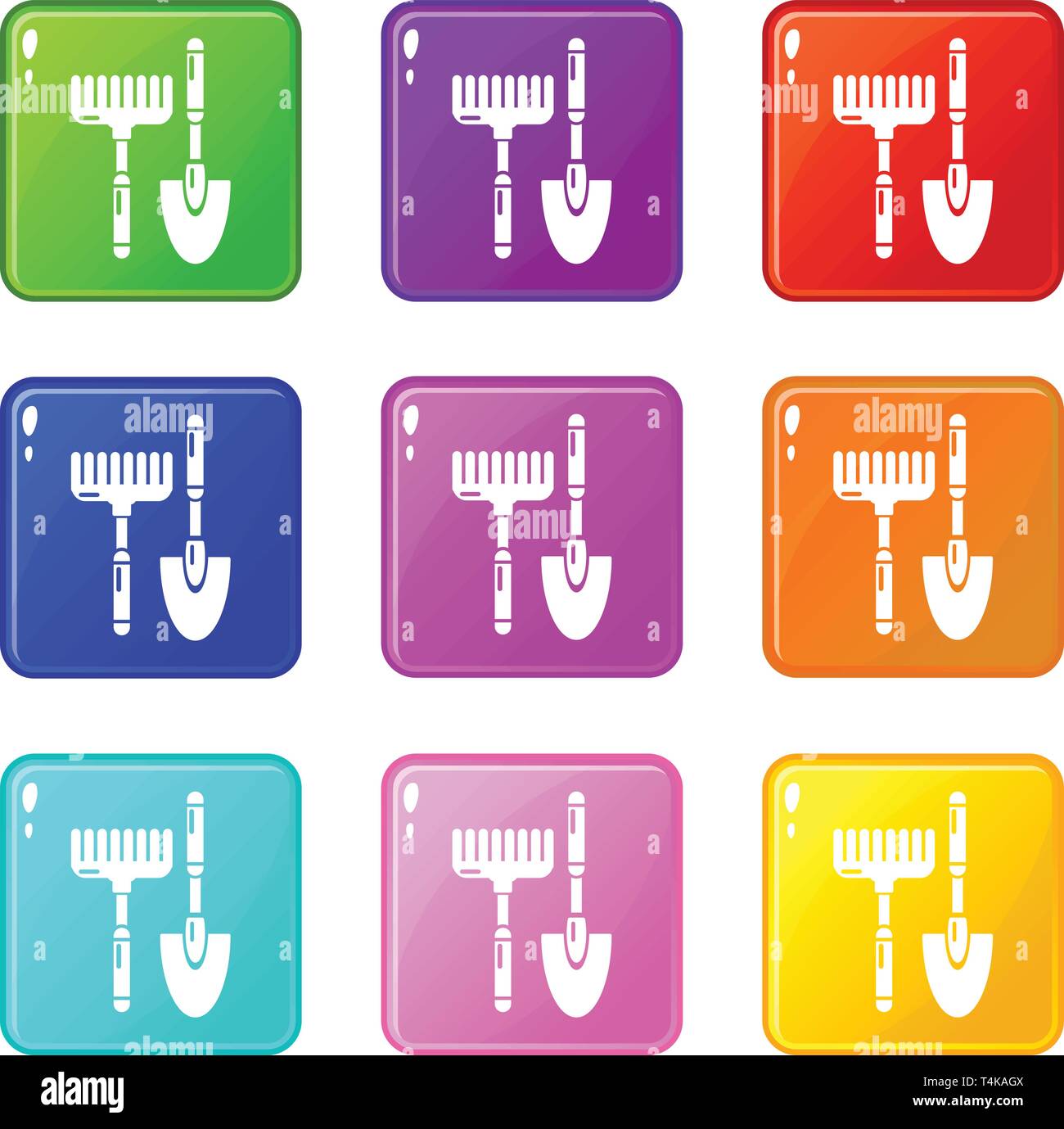Scoop hand rake icons set 9 color collection Stock Vector Image & Art ...