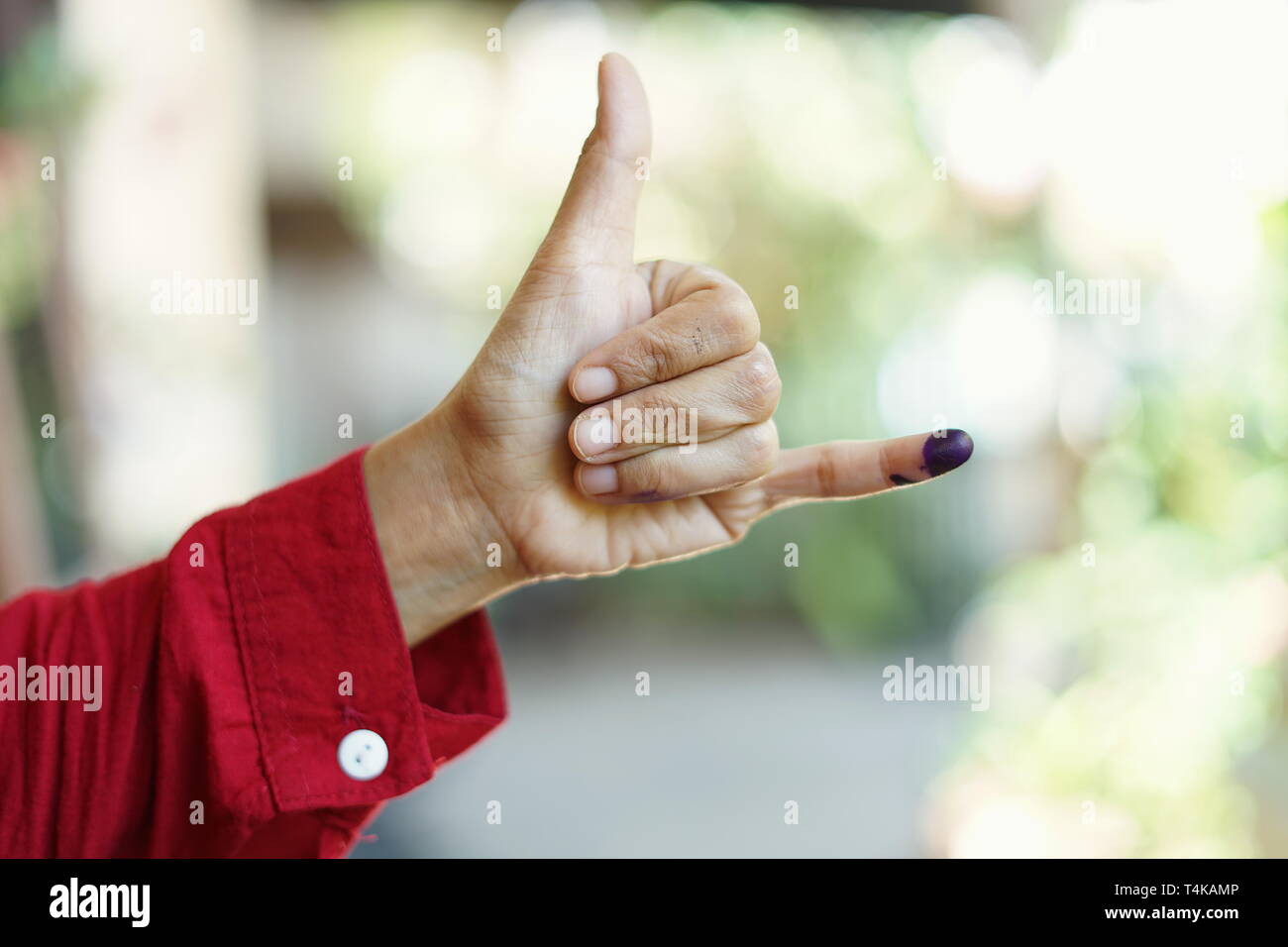 Woman hands for voting, participation Indonesian Presidential election ...