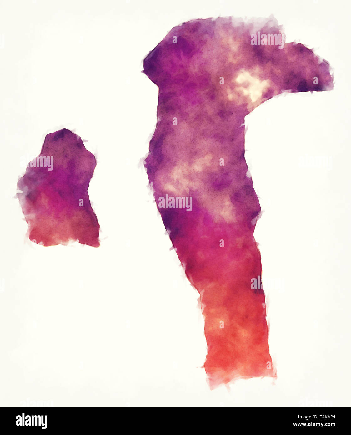 Northern Bahrain watercolor governorate map Stock Photo - Alamy