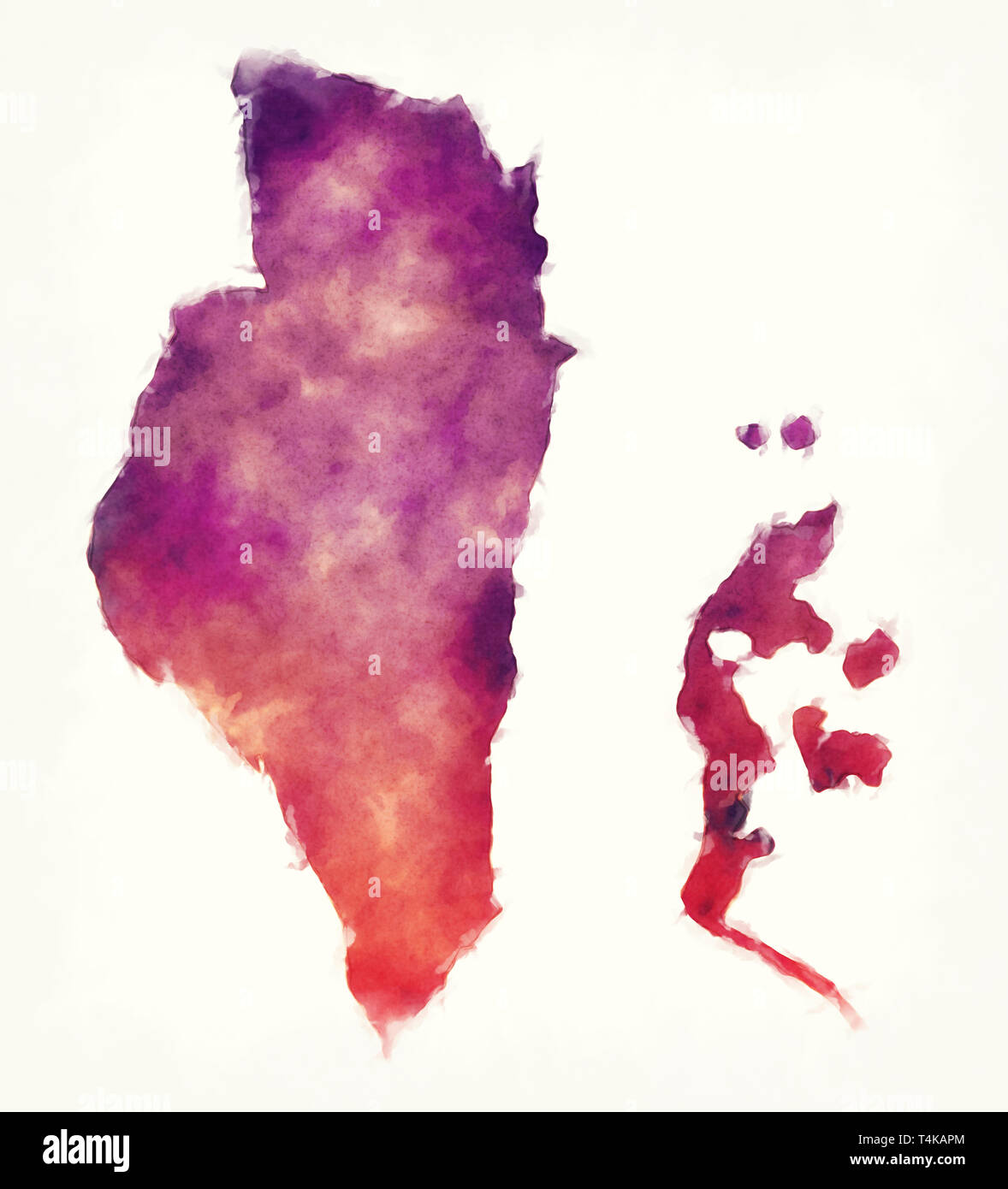 Southern Bahrain watercolor governorate map Stock Photo - Alamy