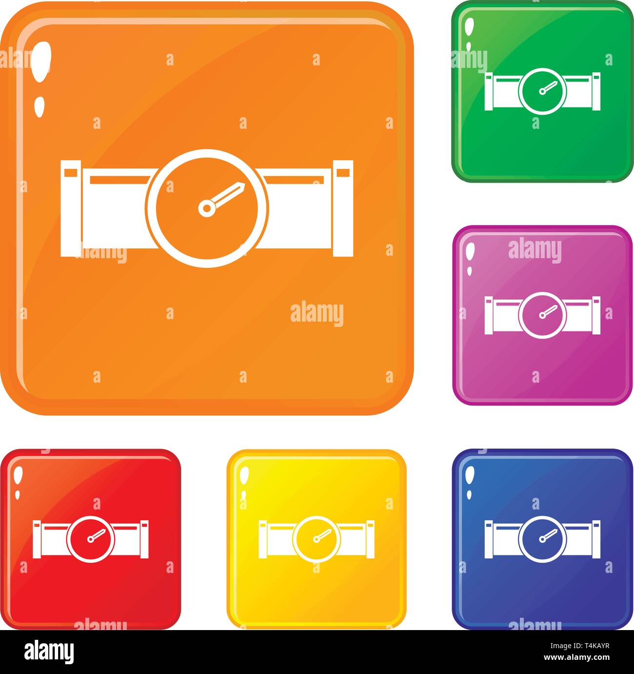 Instrument measures the pressure in the pipe icons set vector color ...