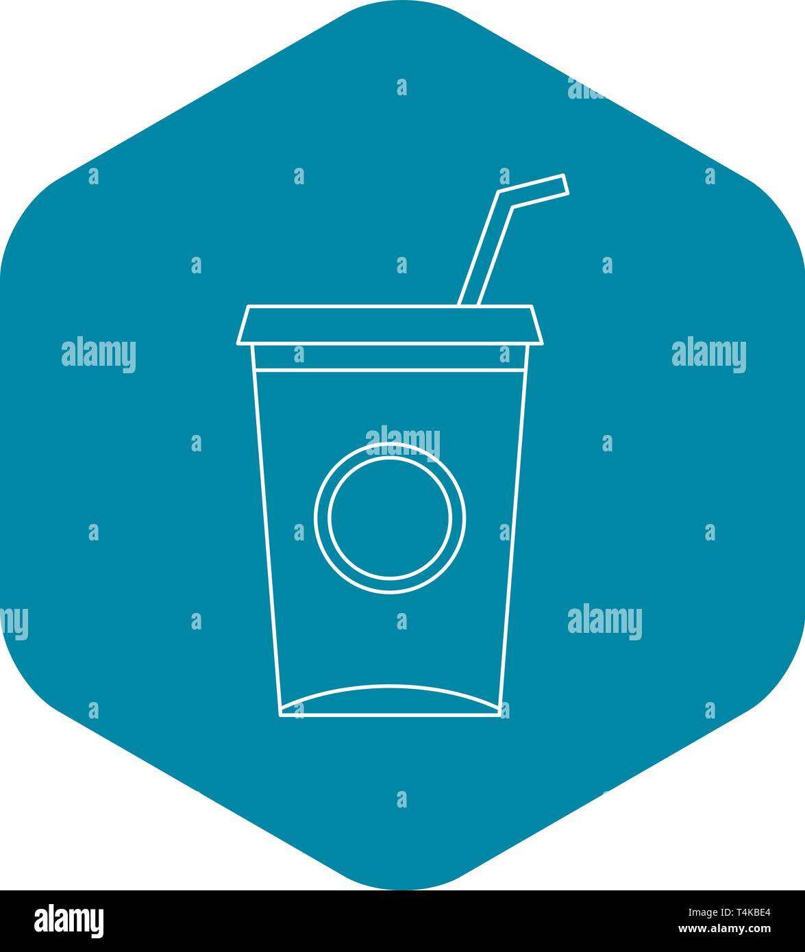 Soft drink cup with straw icon, outline style Stock Vector Image & Art ...