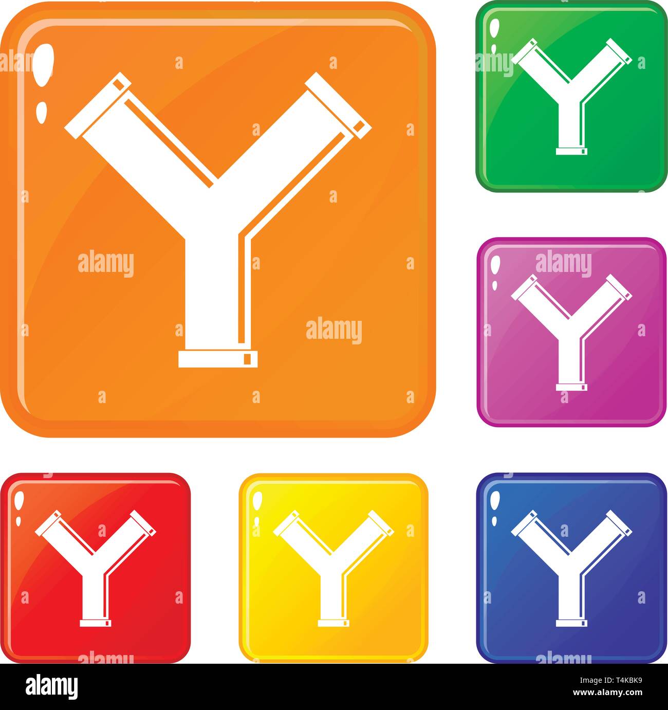 Joint pipe in form Y letter icons set vector color Stock Vector Image ...