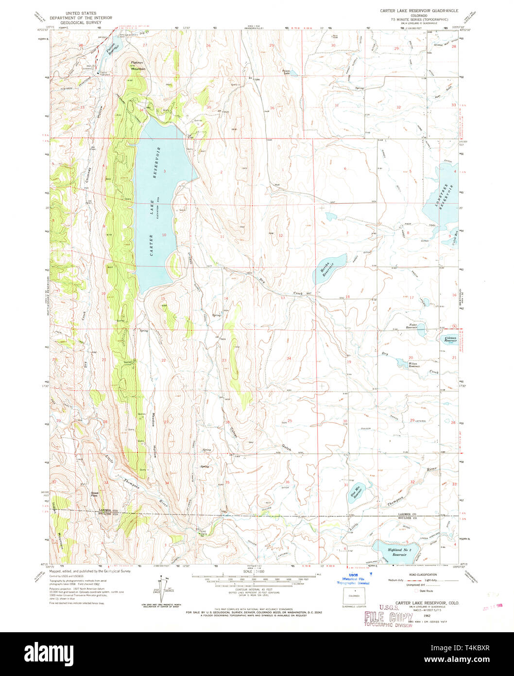 USGS TOPO Map Colorado CO Carter Lake Reservoir 232477 1962 24000 ...