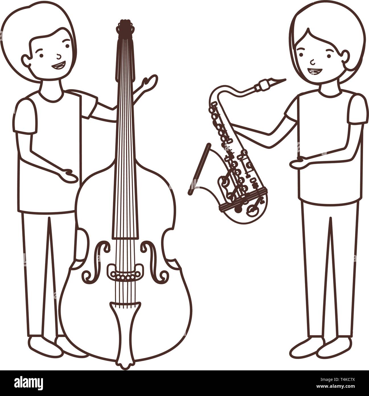 men with musical instruments character Stock Vector Image & Art - Alamy