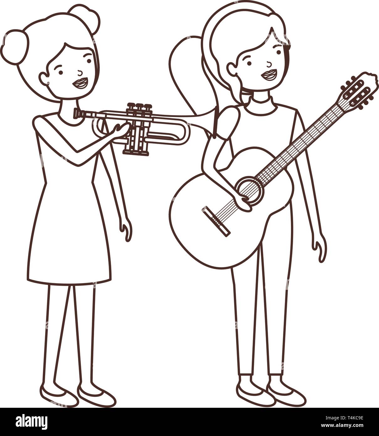 women with musical instruments character Stock Vector Image & Art - Alamy