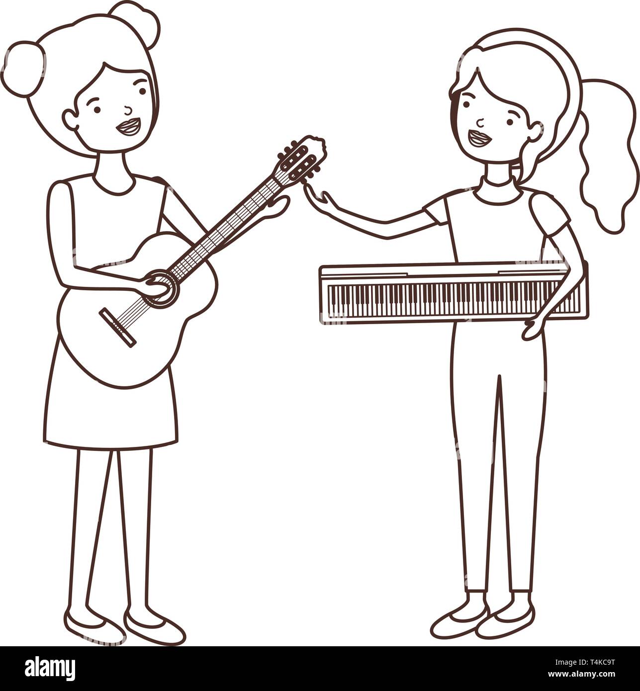 women with musical instruments character Stock Vector Image & Art - Alamy