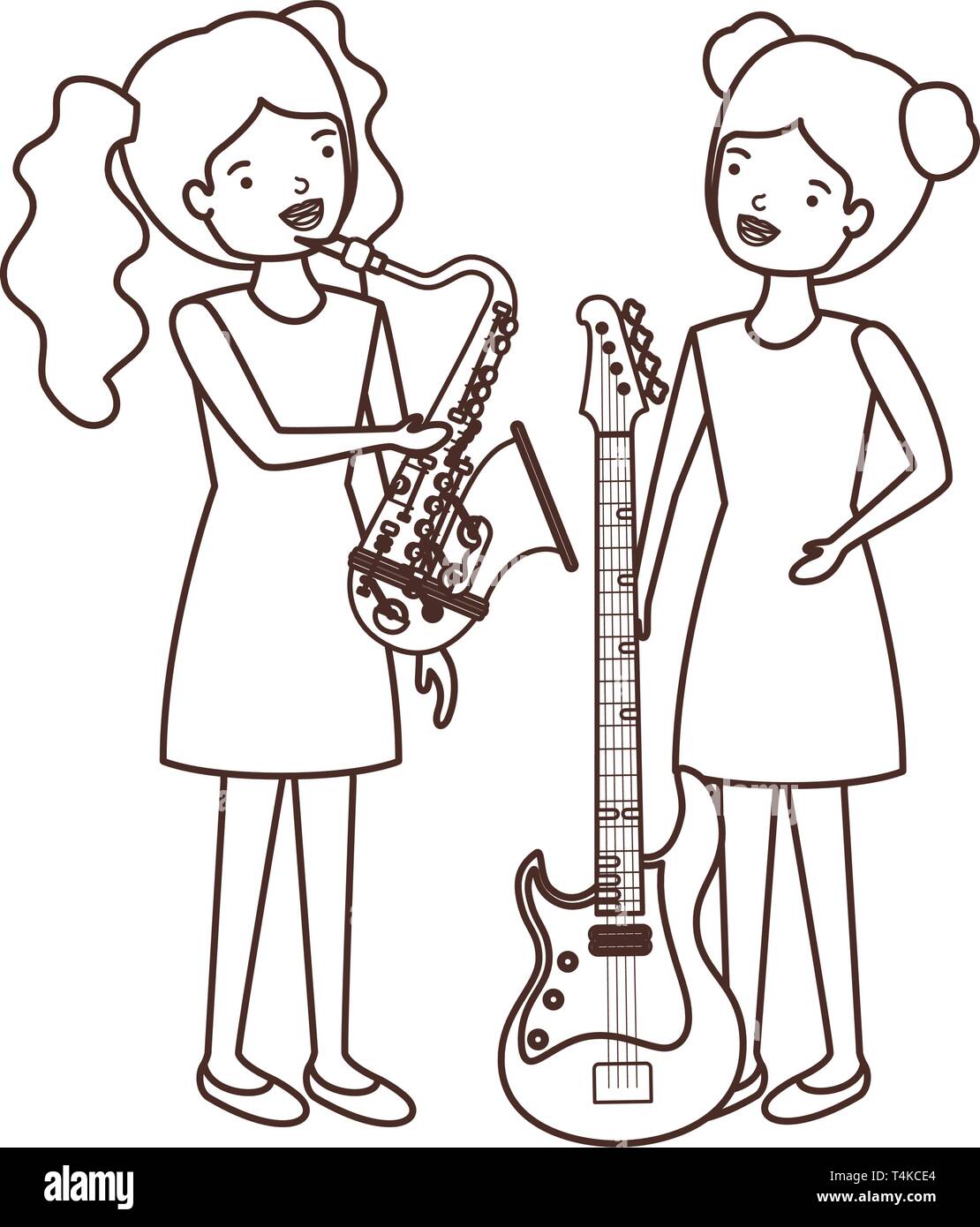 women with musical instruments character Stock Vector Image & Art - Alamy