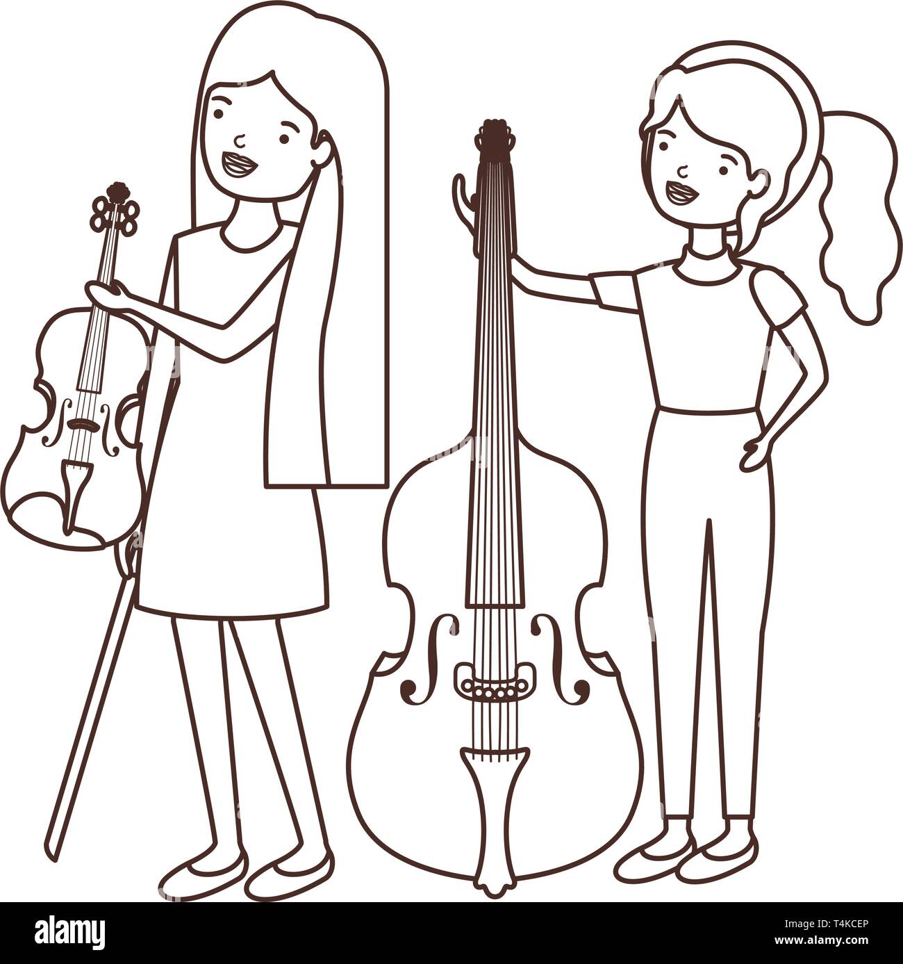 women with musical instruments character Stock Vector Image & Art - Alamy
