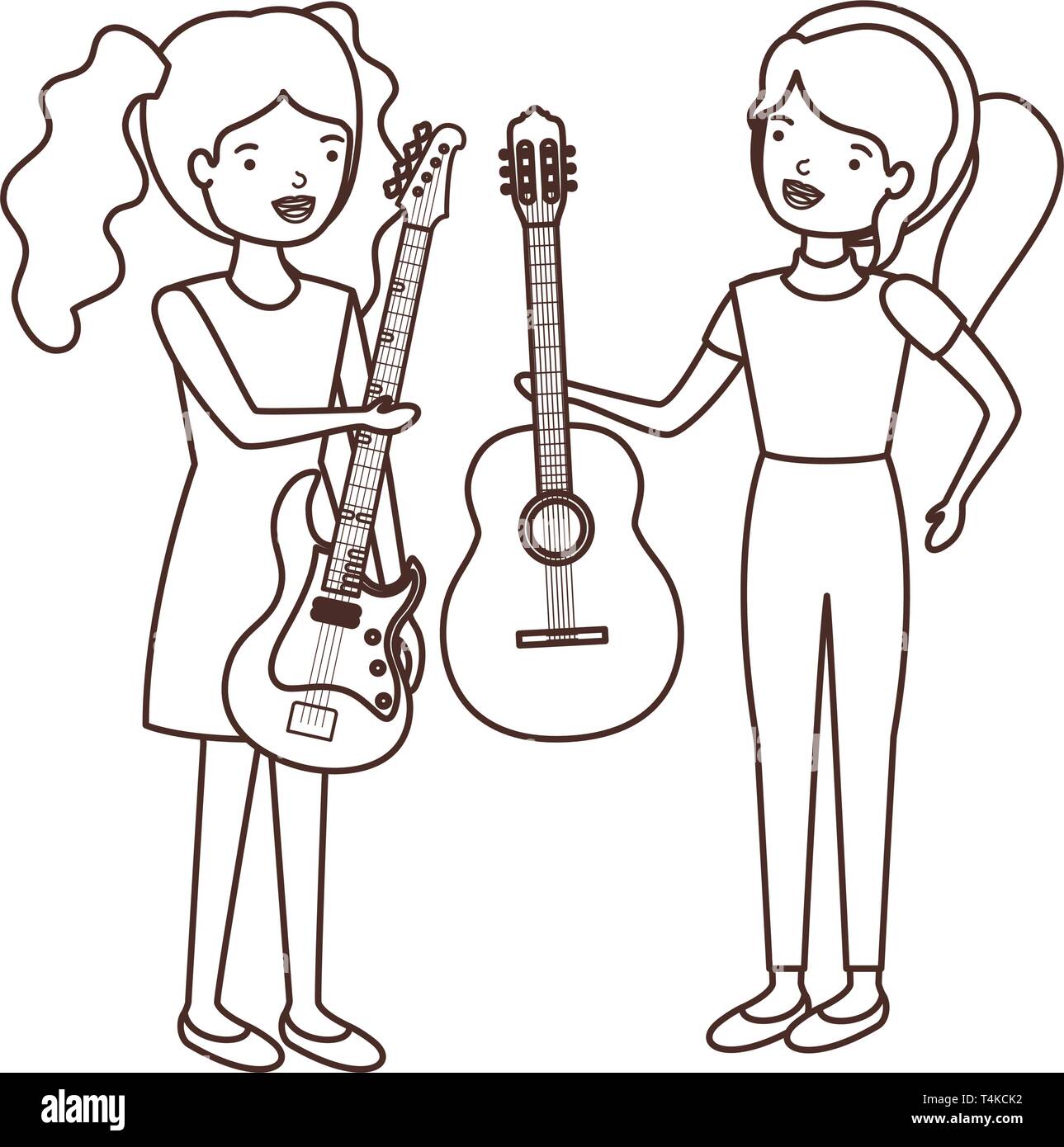 women with musical instruments character Stock Vector Image & Art - Alamy