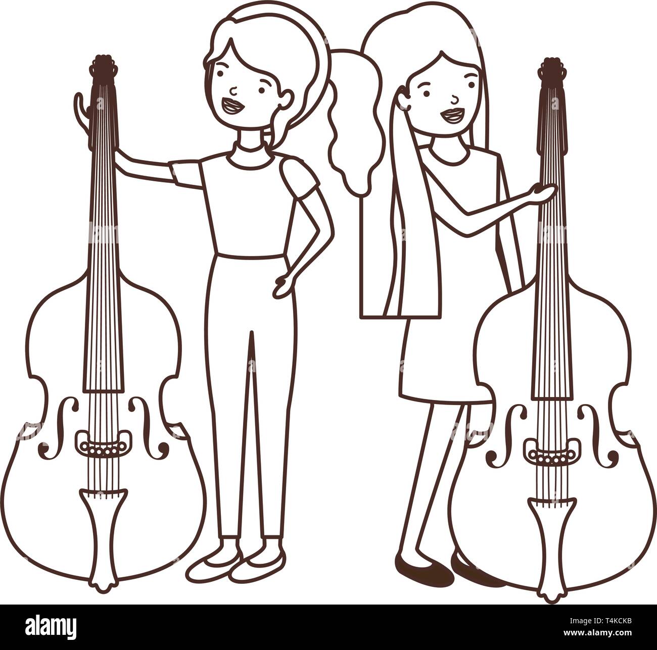 women with musical instruments character Stock Vector Image & Art - Alamy