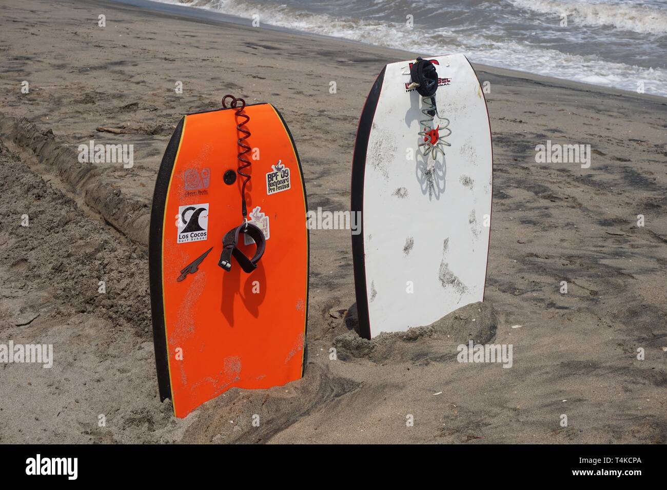 Still Life of two Bodyboards on a Beach Stock Photo - Alamy