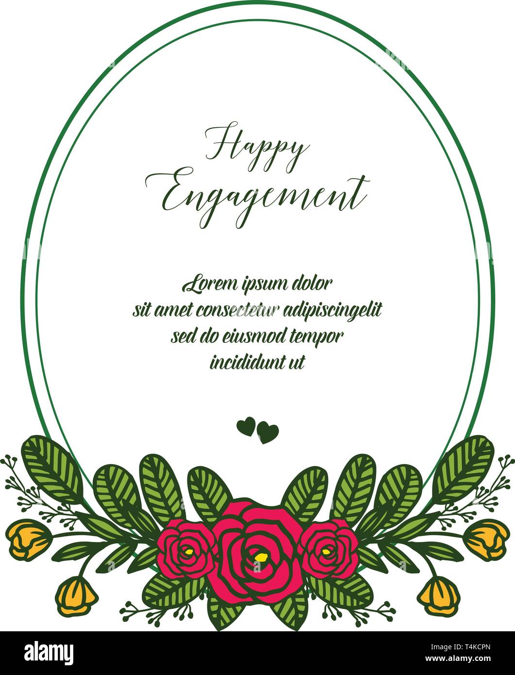 Vector illustration blossom flower frame with card happy engagement ...