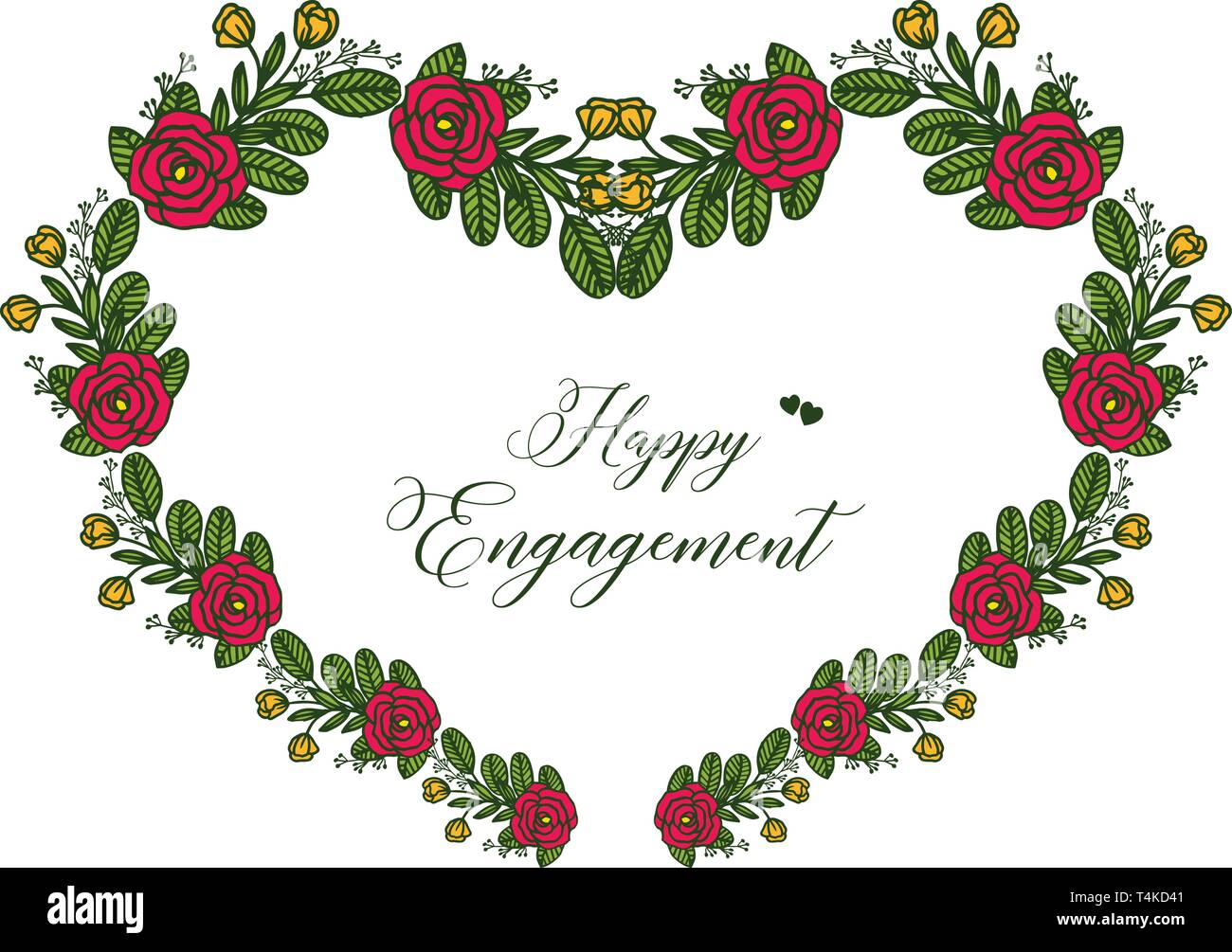 Vector illustration various card happy engagement with decoration ...