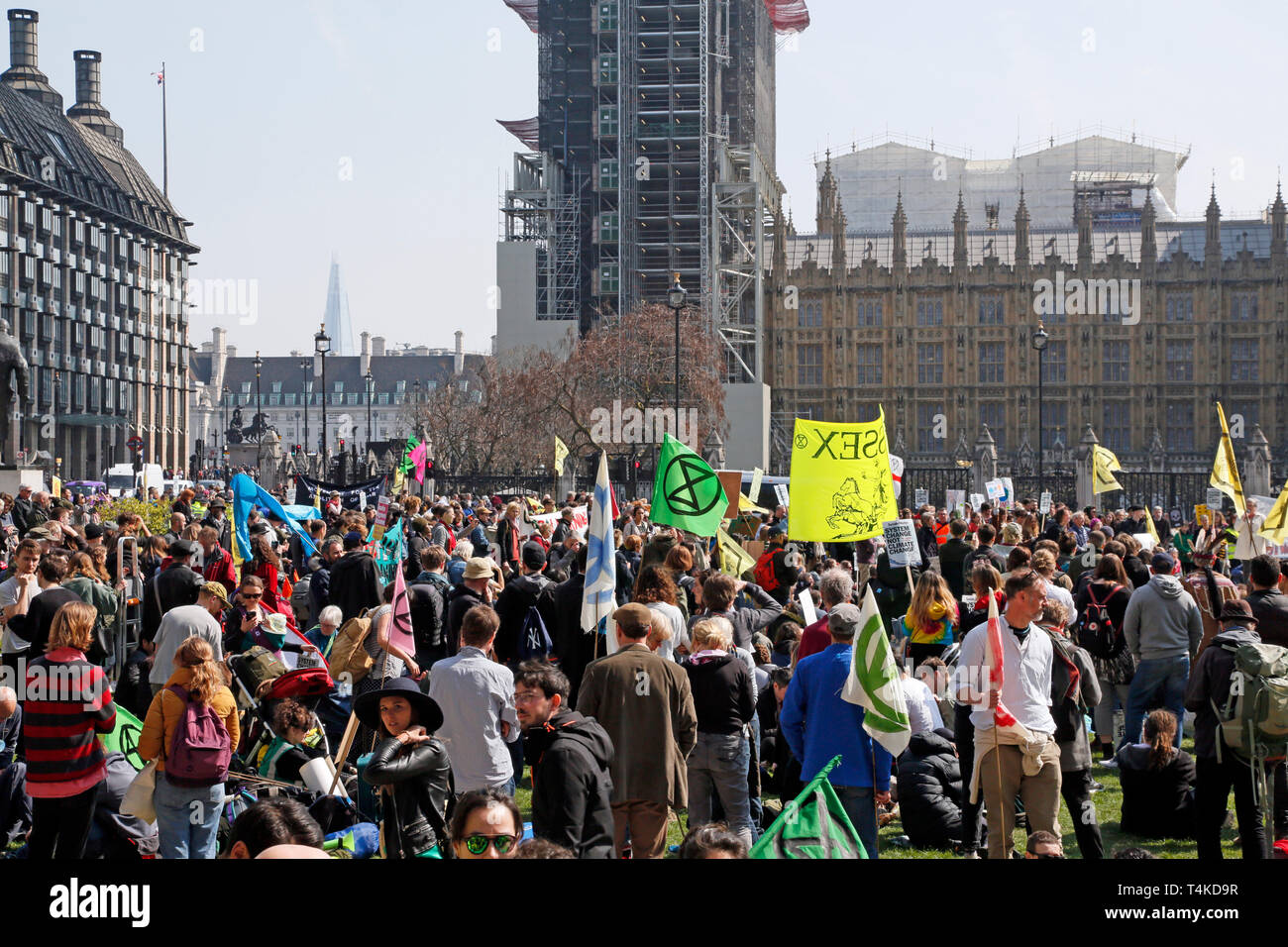 Extinction rebellion action in Parliament square 15 April 2019 Stock ...