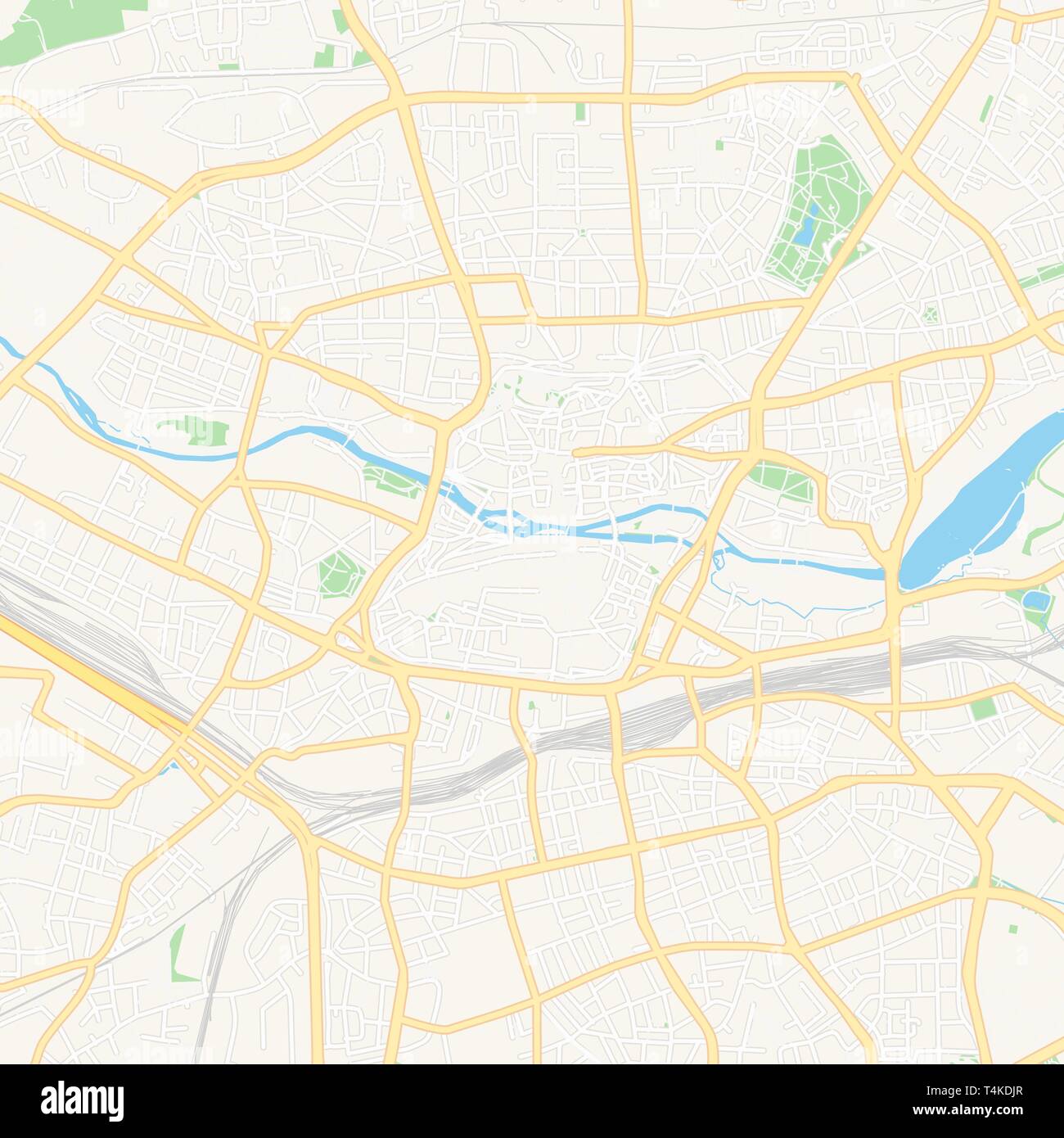 Printable map of Nurnberg, Germany with main and secondary roads and ...