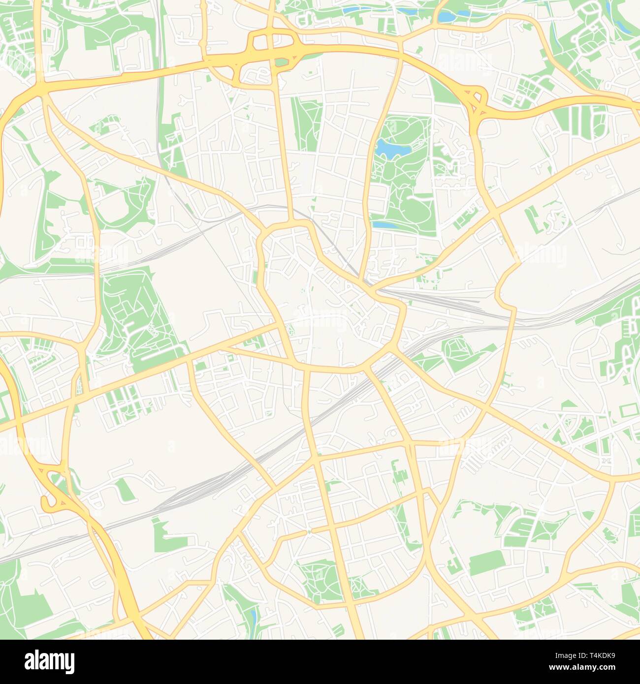 Printable map of Bochum, Germany with main and secondary roads and ...