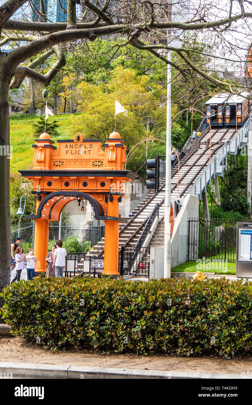 Angels Flight cable car at Downtown Los Angeles - CALIFORNIA, USA ...