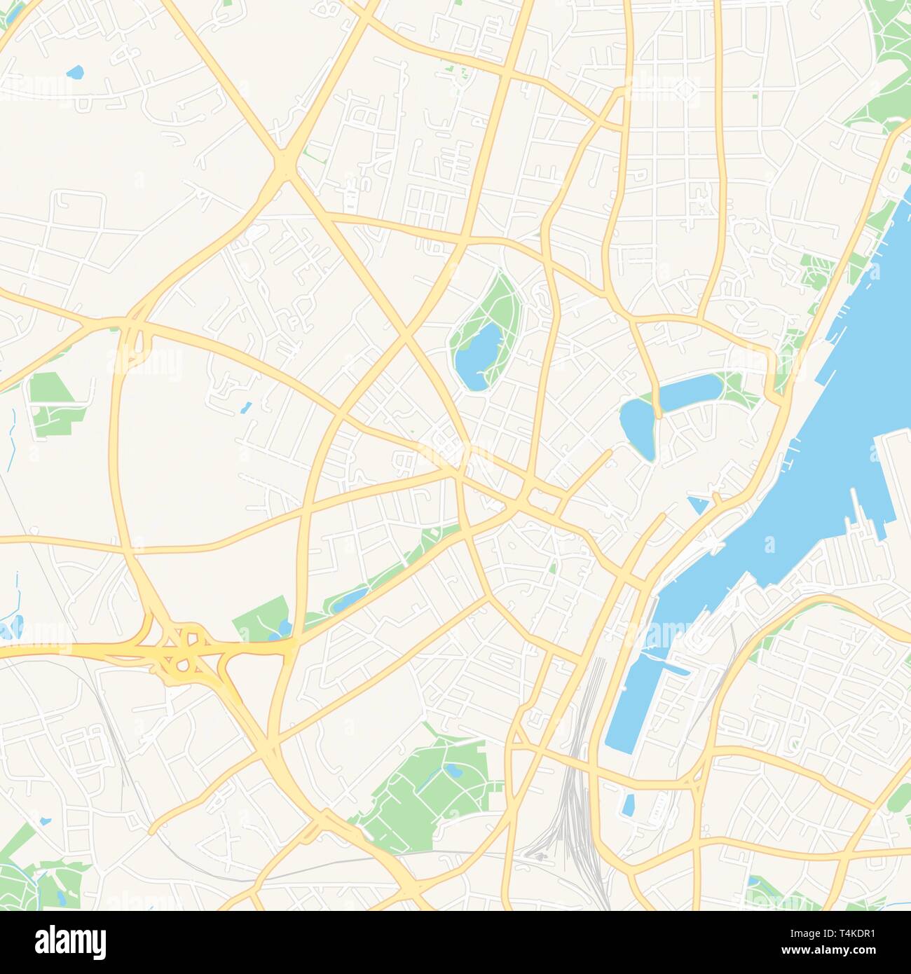 Printable map of Kiel, Germany with main and secondary roads and larger ...