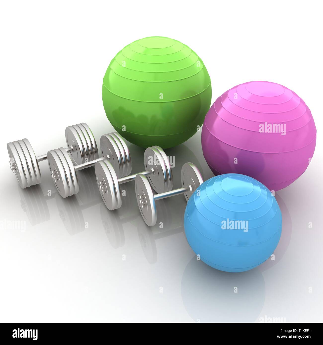 Fitness ball and dumbell Stock Photo - Alamy