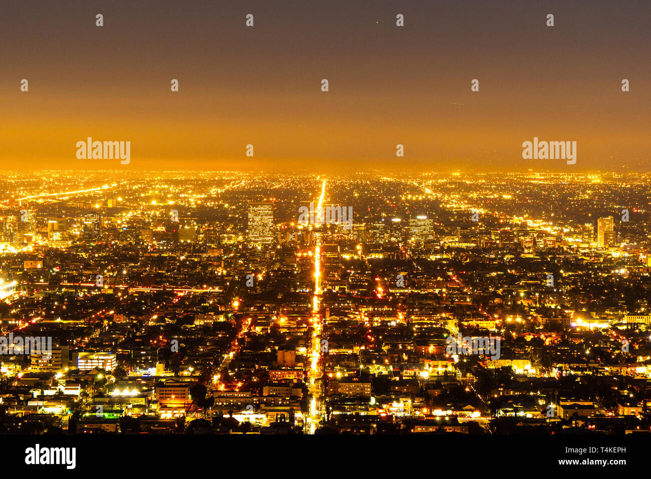 The citylights of Los Angeles by night - aerial view Stock Photo - Alamy