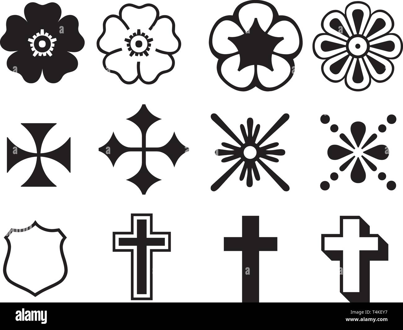 Catholic and Orthodox symbols, biblical scenes, candles and flowers ...