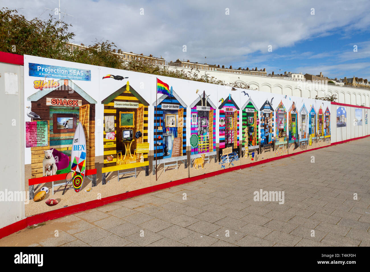 Projection SEAS display on the seafront on Ramsgate seafront, Kent, UK ...