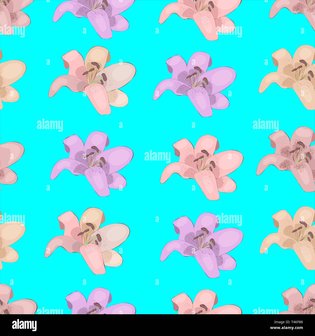 A seamless pattern of colorful lilies. Suitable for use on banners ...