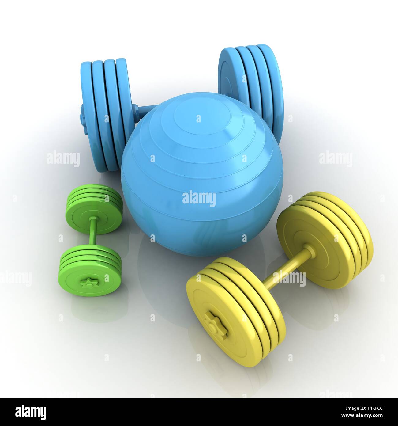 Fitness ball and dumbell Stock Photo - Alamy