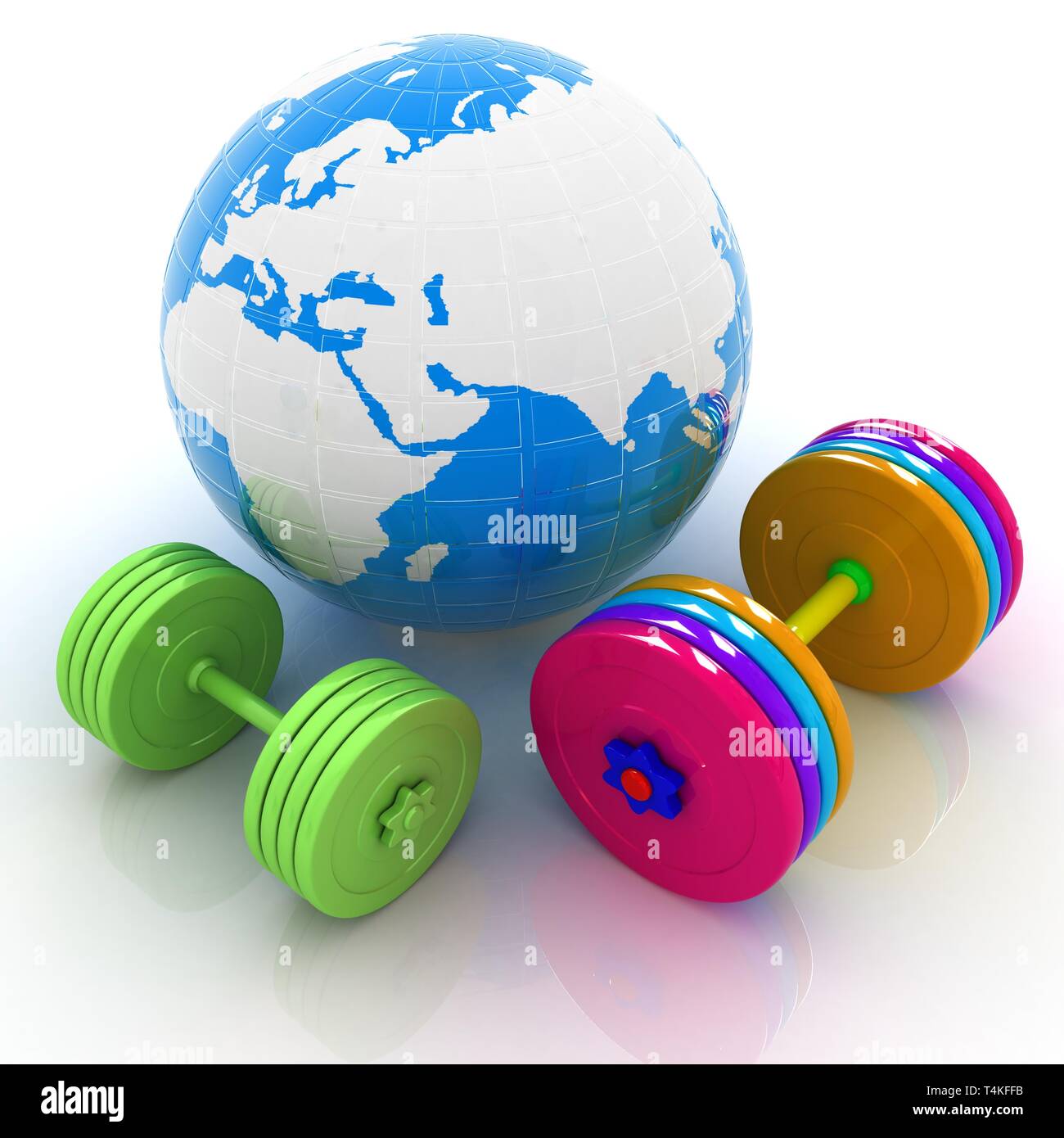 dumbbells and earth Stock Photo - Alamy