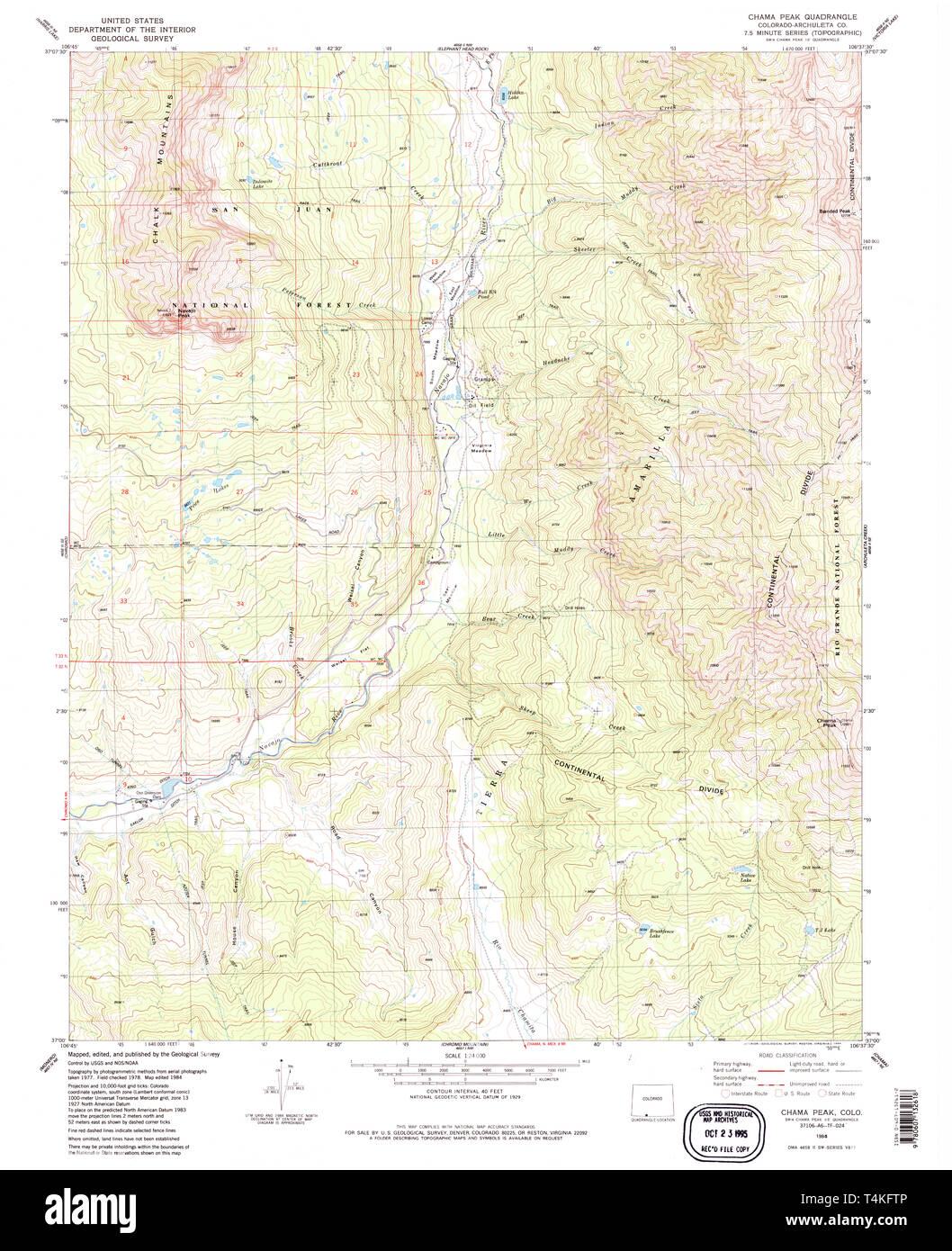 USGS TOPO Map Colorado CO Chama Peak 232534 1984 24000 Restoration ...