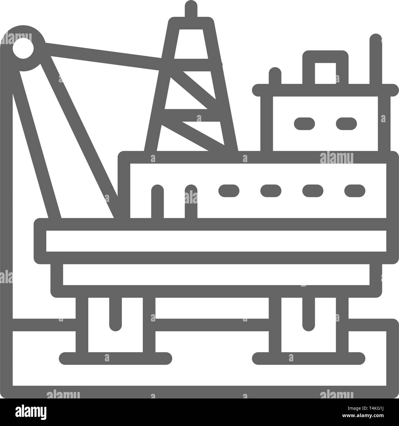 Oil platform in sea, fuel rig, pumping station line icon Stock Vector ...