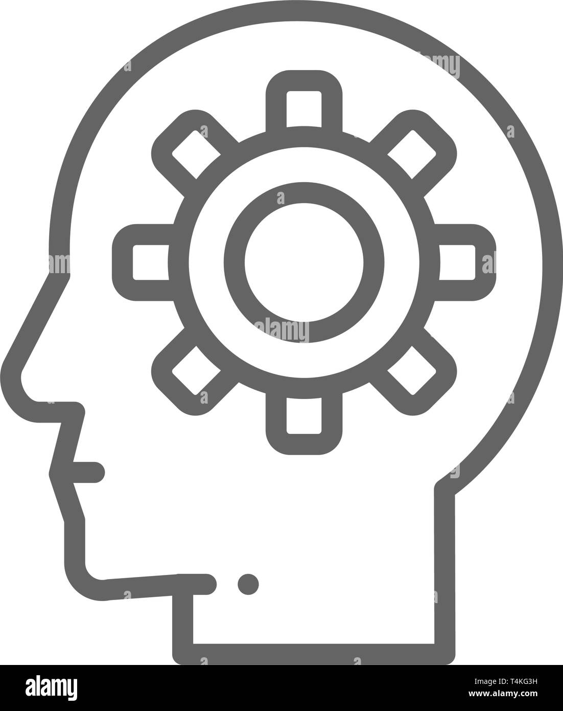 Head with gear, brain process, knowledge, think, idea line icon Stock ...