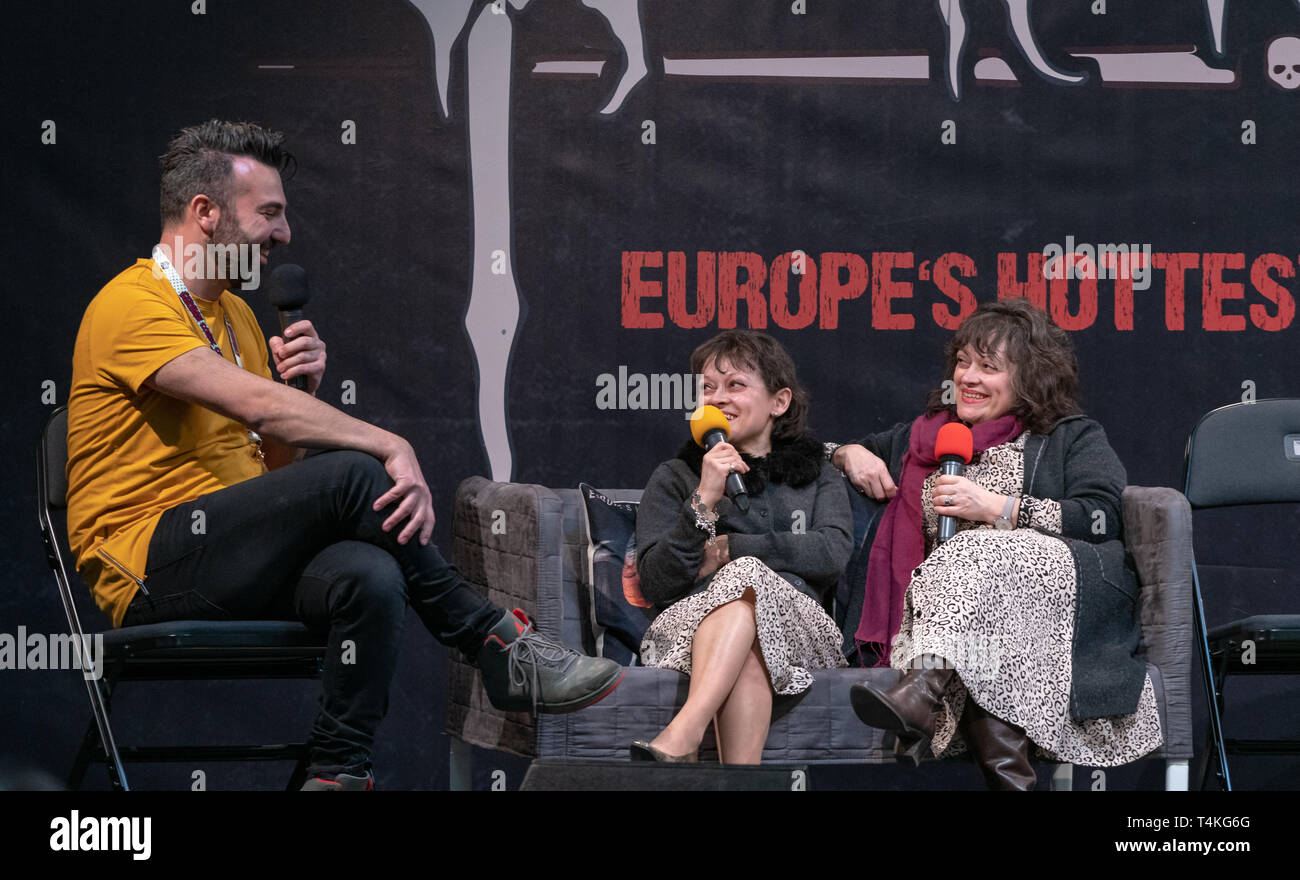DORTMUND, GERMANY - April 13th 2018: Lisa & Louise Burns (twins, the ...