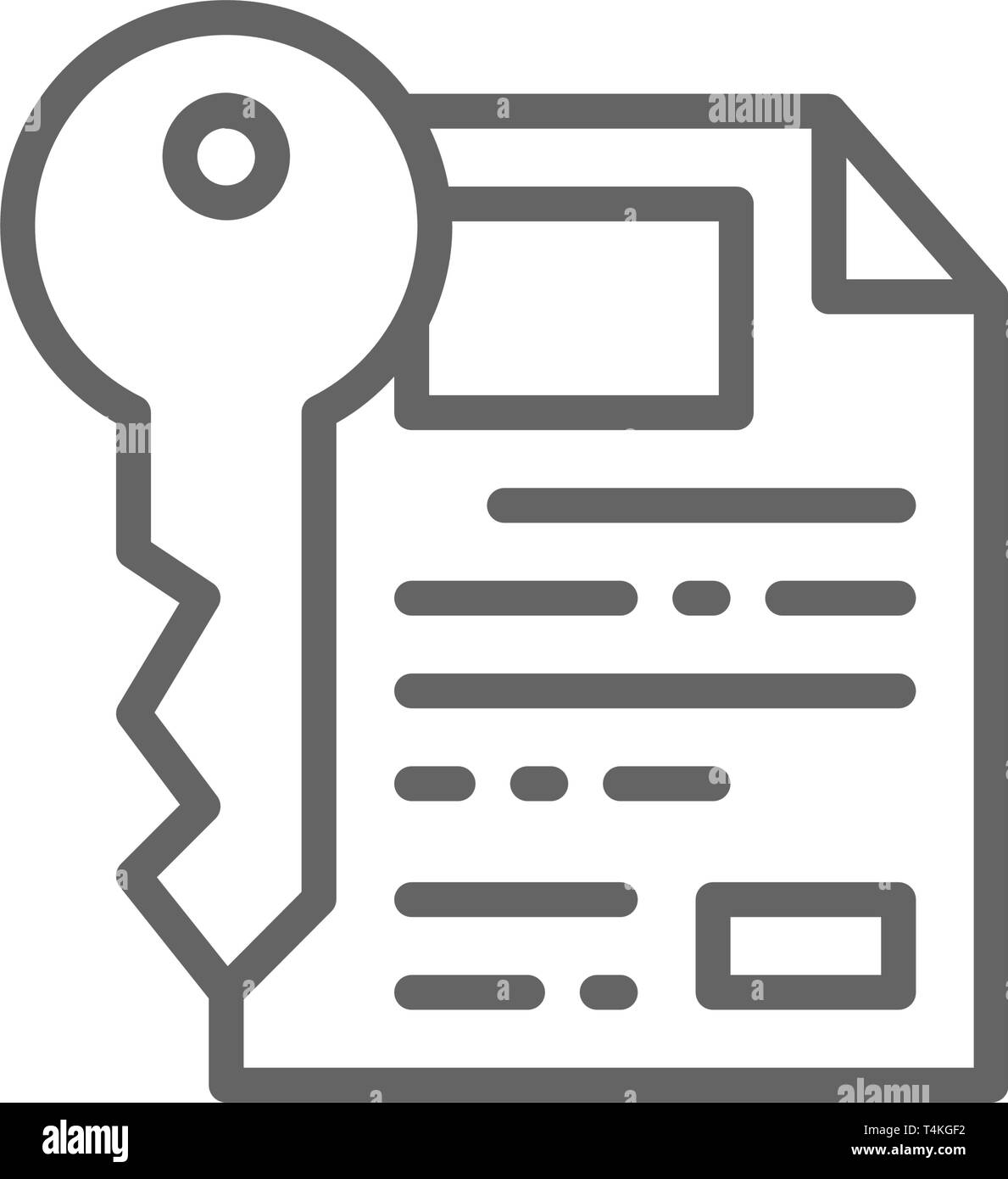 Document with key, certificate, safe paper line icon Stock Vector Image ...