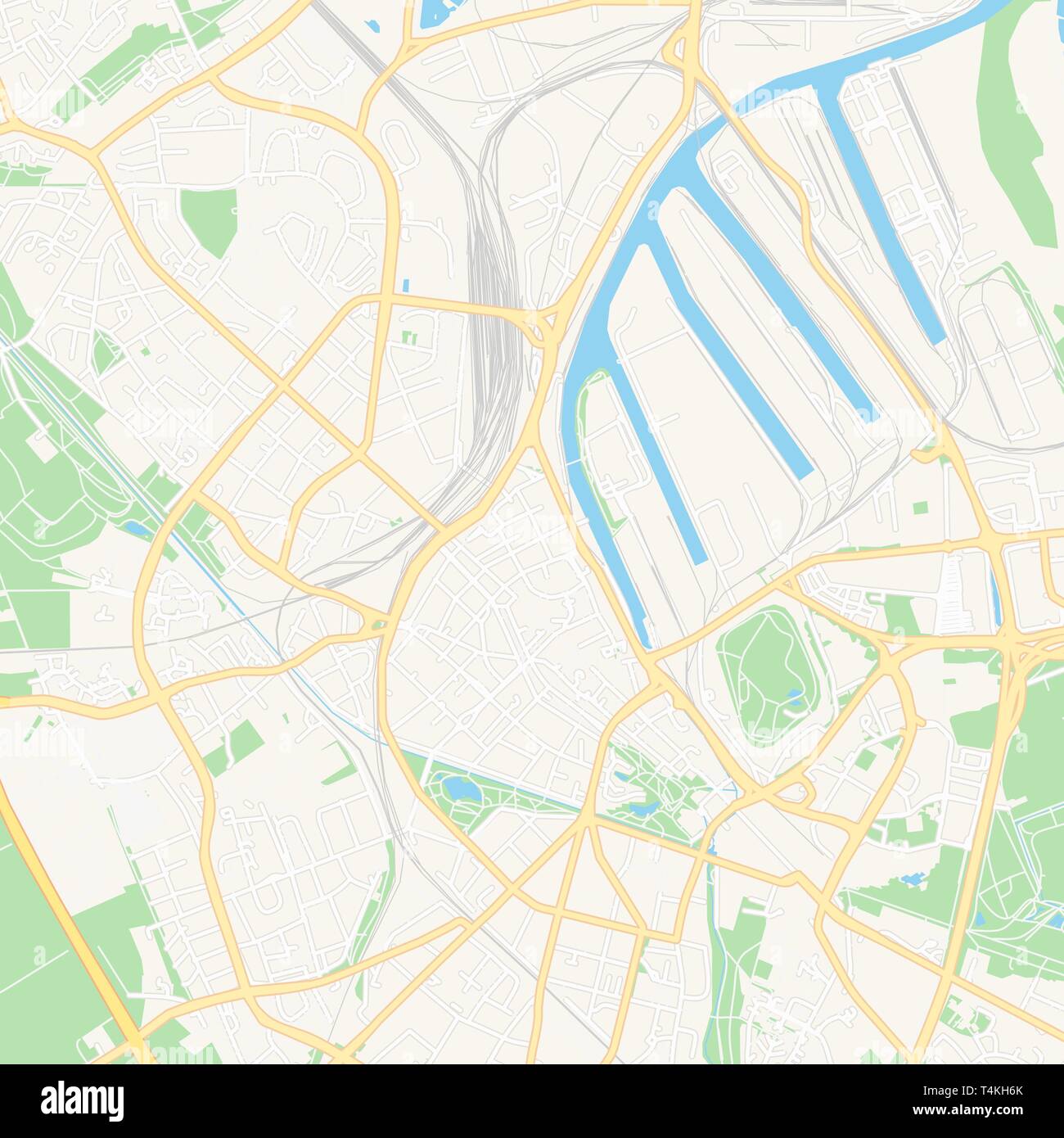 Printable map of Neuss, Germany with main and secondary roads and ...