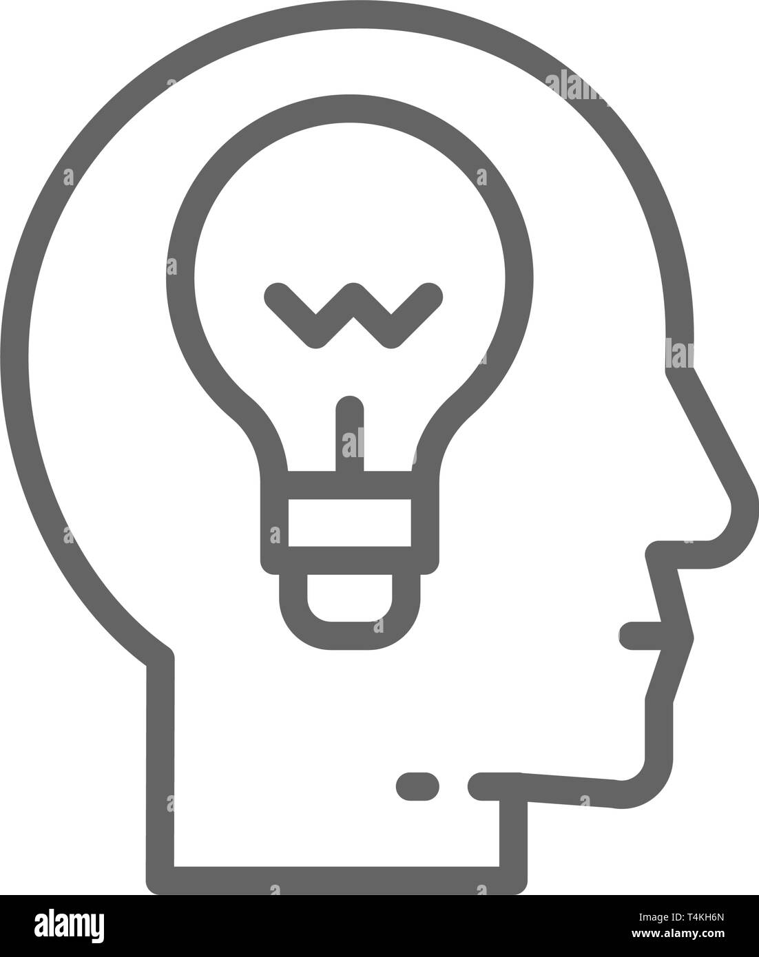 Head with lamp, idea generation, think, thought line icon Stock Vector ... Head with lamp, idea generation, think, thought line icon Stock Vector ...