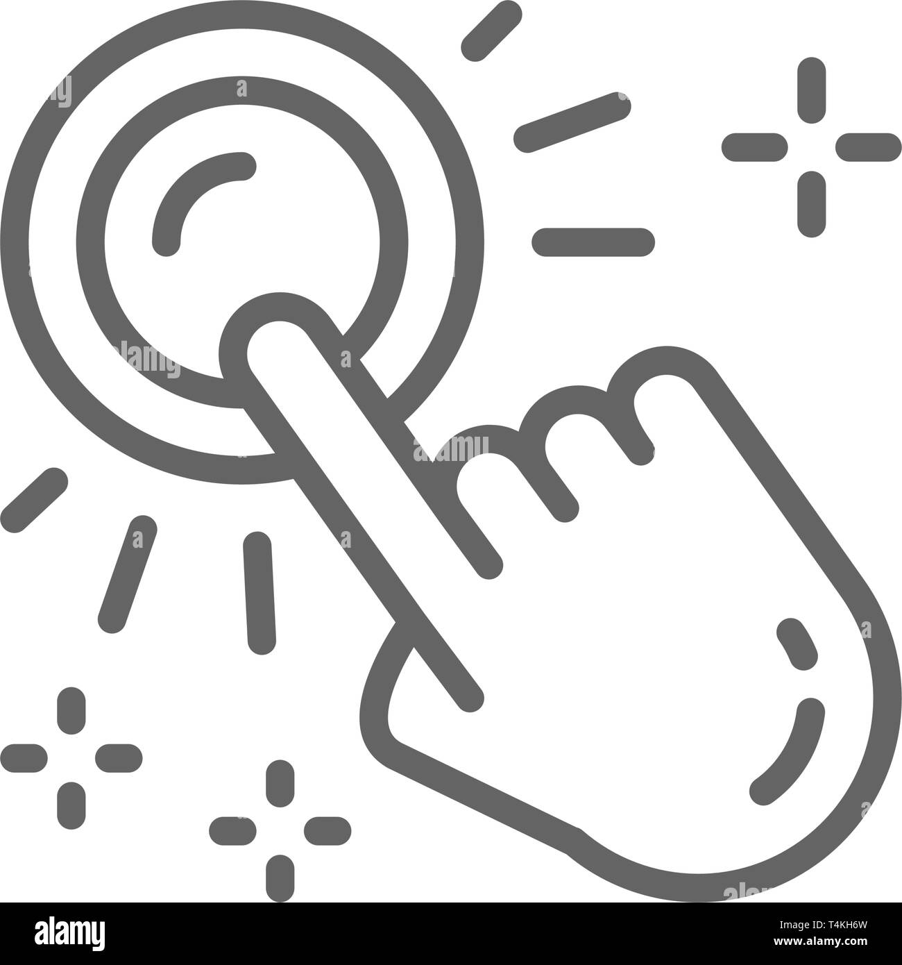 Hand click, button press, finger touch, pointer line icon Stock Vector ...