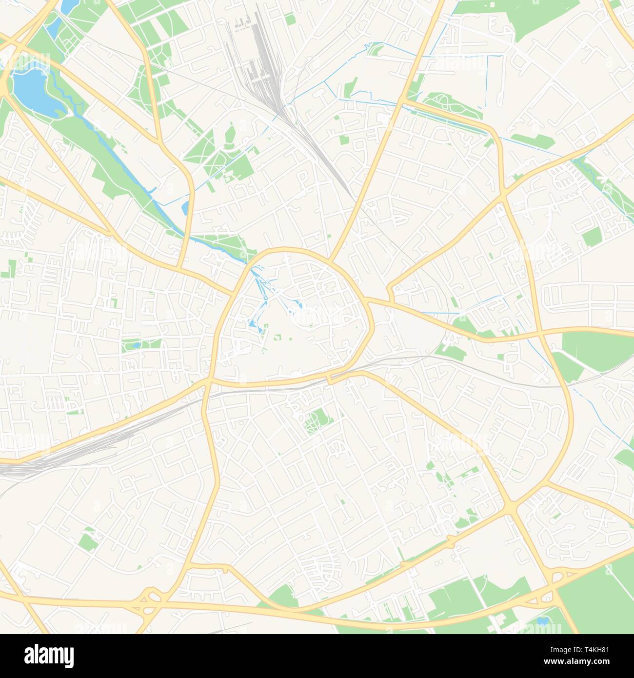 Printable map of Paderborn, Germany with main and secondary roads and ...