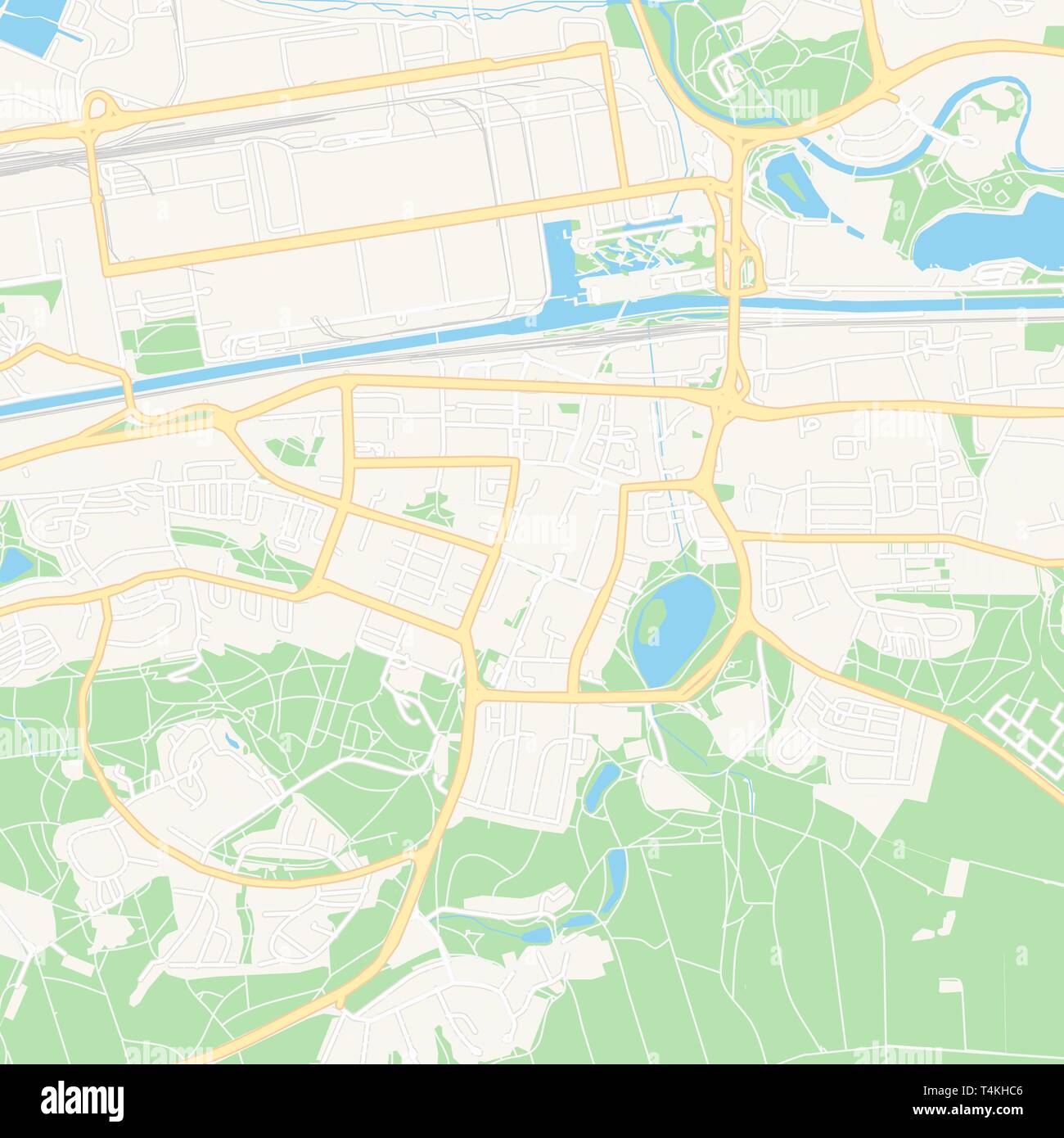Printable map of Wolfsburg, Germany with main and secondary roads and ...