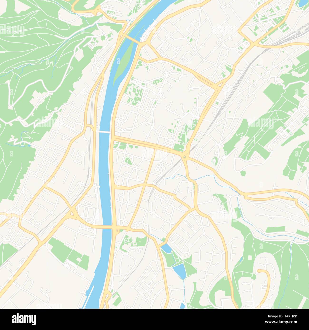 Printable map of Trier, Germany with main and secondary roads and ...