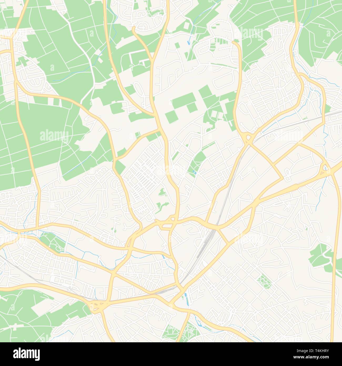 Printable map of Reutlingen, Germany with main and secondary roads and ...