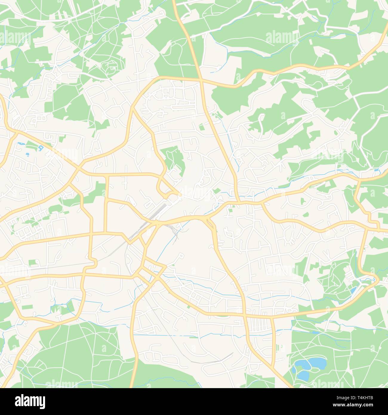 Printable map of Bergisch Gladbach, Germany with main and secondary ...