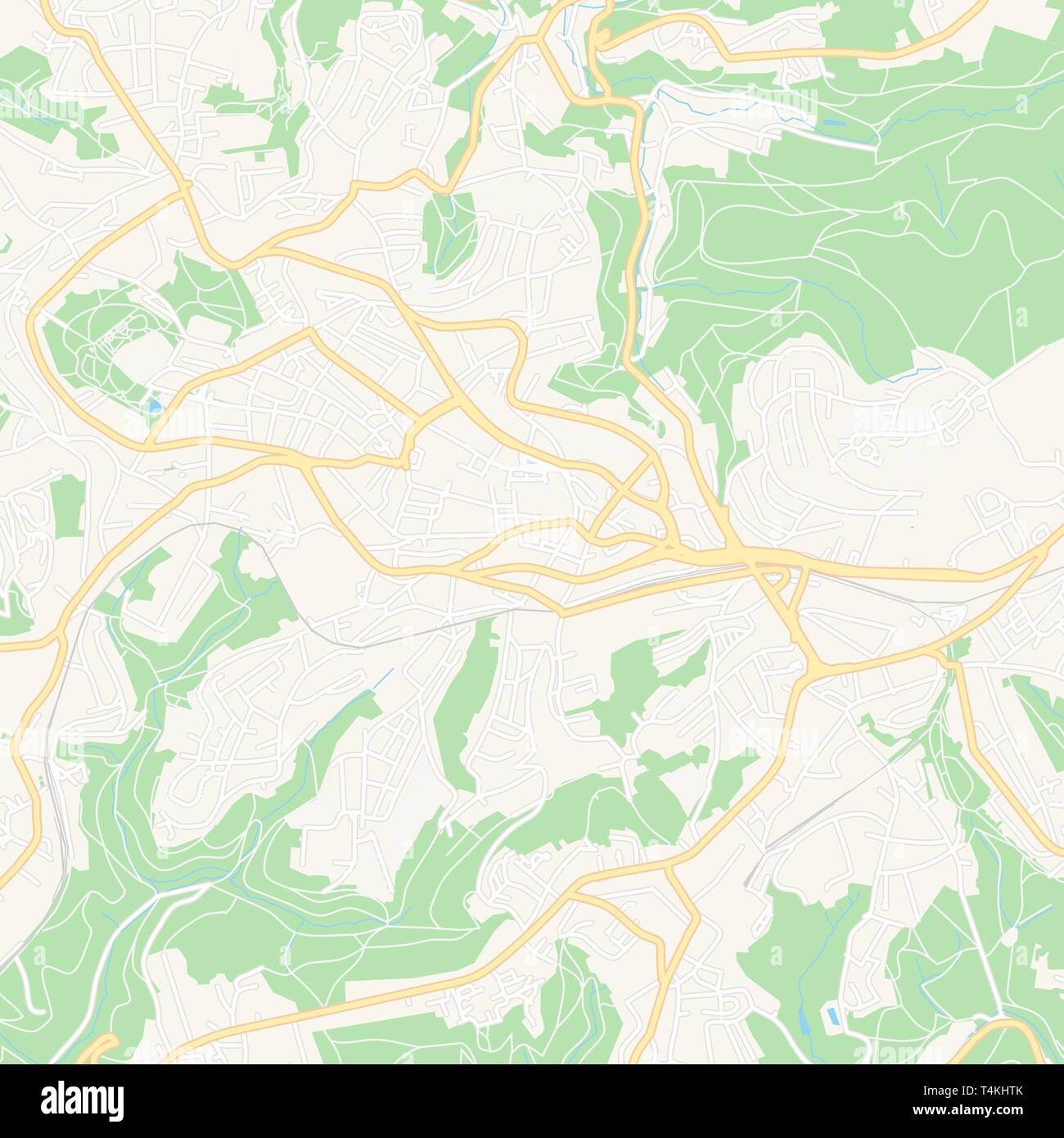 Printable map of Remscheid, Germany with main and secondary roads and ...