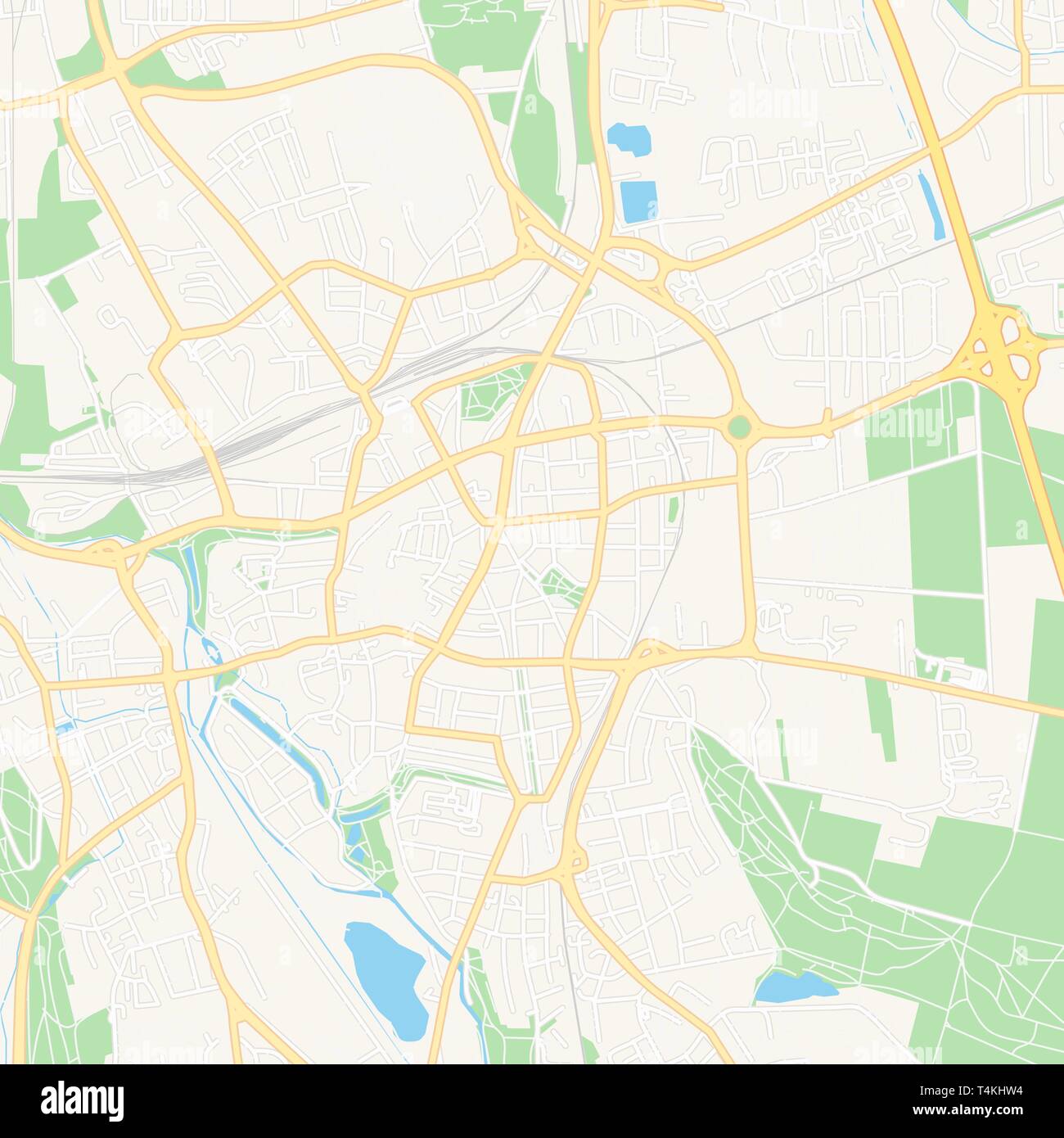 Printable map of Hildesheim, Germany with main and secondary roads and ...