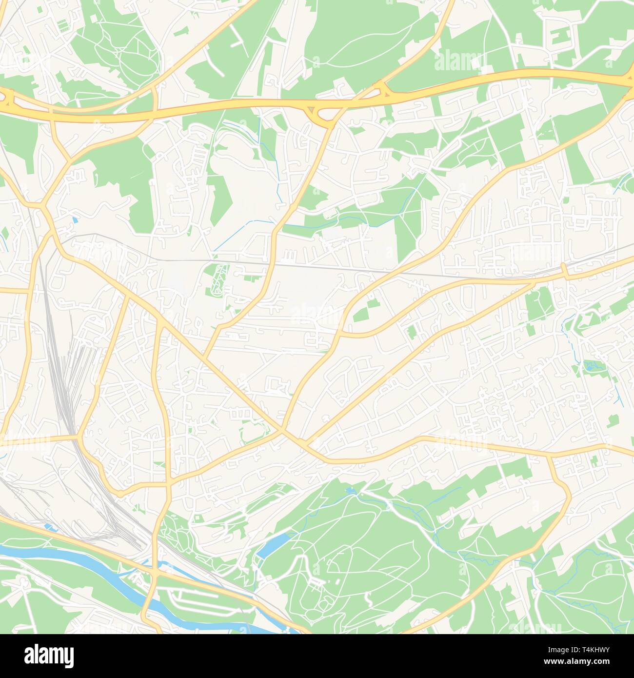 Printable map of Witten, Germany with main and secondary roads and ...