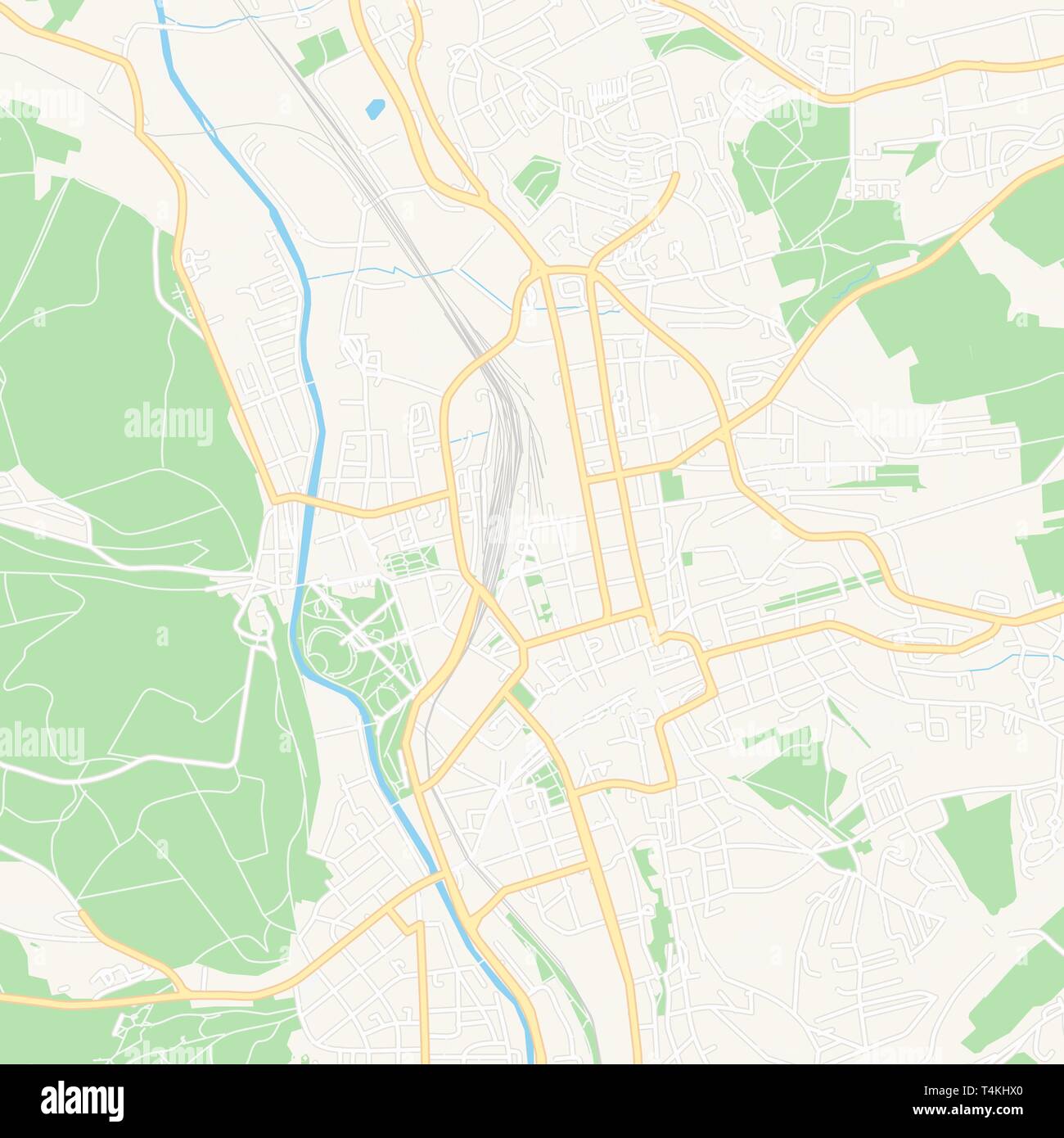 Printable map of Gera, Germany with main and secondary roads and larger ...
